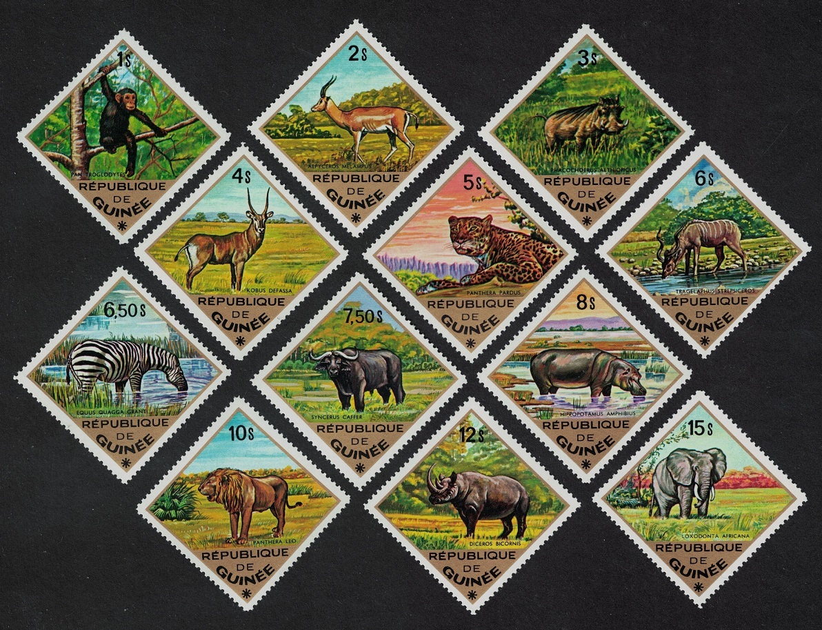 Guinea Chimp Leopard Zebra Hippo Elephant Wild Animals 12v 1975 MNH ...