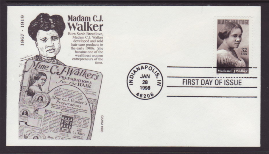 US 3181 Madam Walker Gamm U/A FDC | United States, General Issue Stamp ...