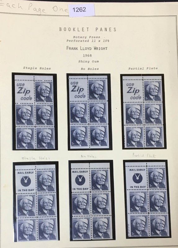 US Stamps # 1 Booklet Panes Group 1968 Mint OG $ LOT #1262 | United ...