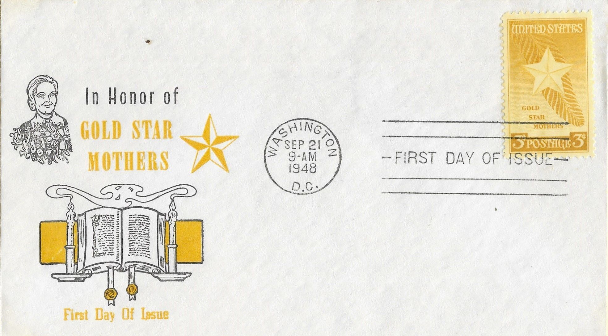 1948 FDC, #969, 3c Gold Star Mothers, Sanders | United States, General ...
