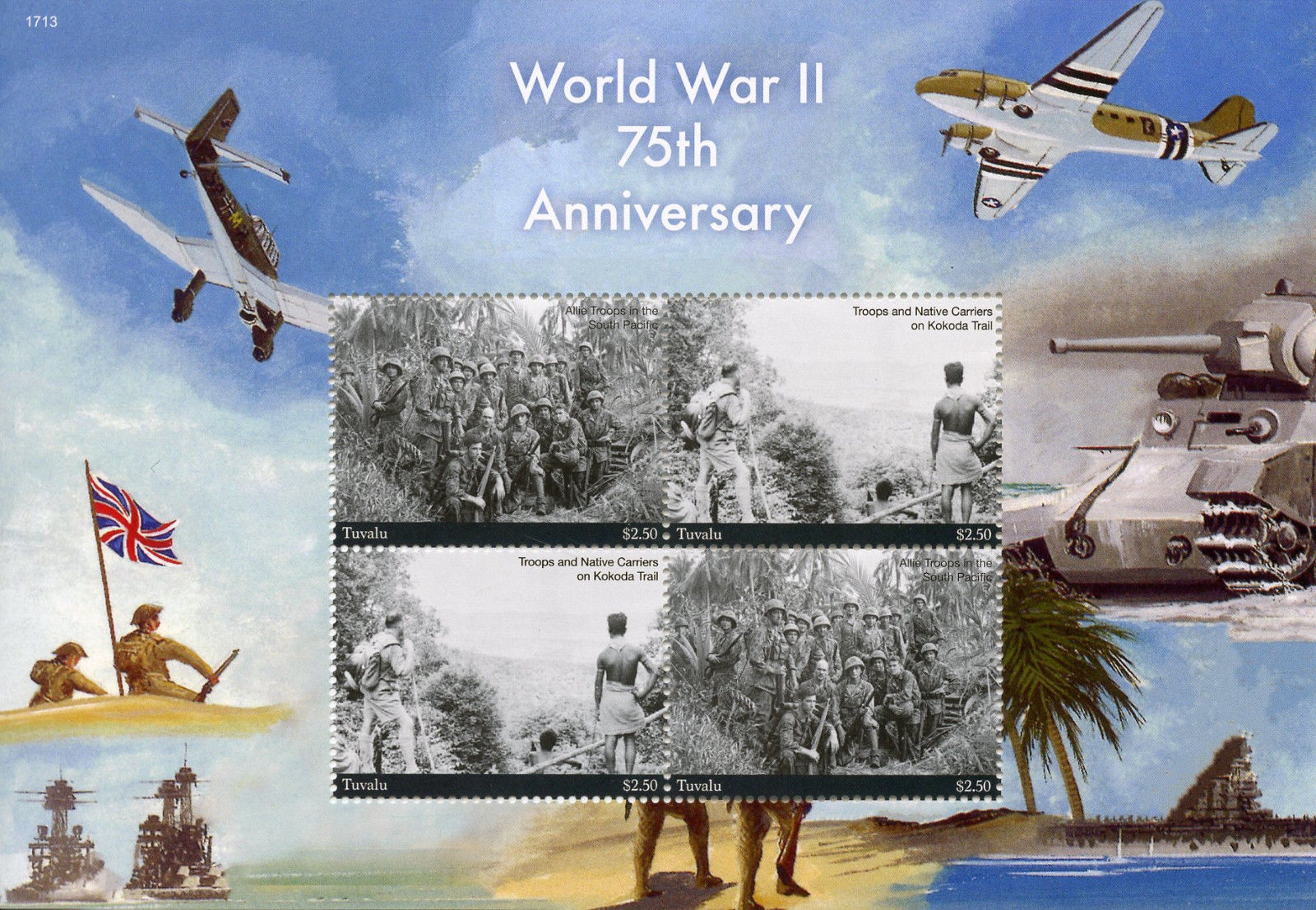 Tuvalu 2017 MNH WWII WW2 World War II 75th Anniv 4v M/S II Military ...
