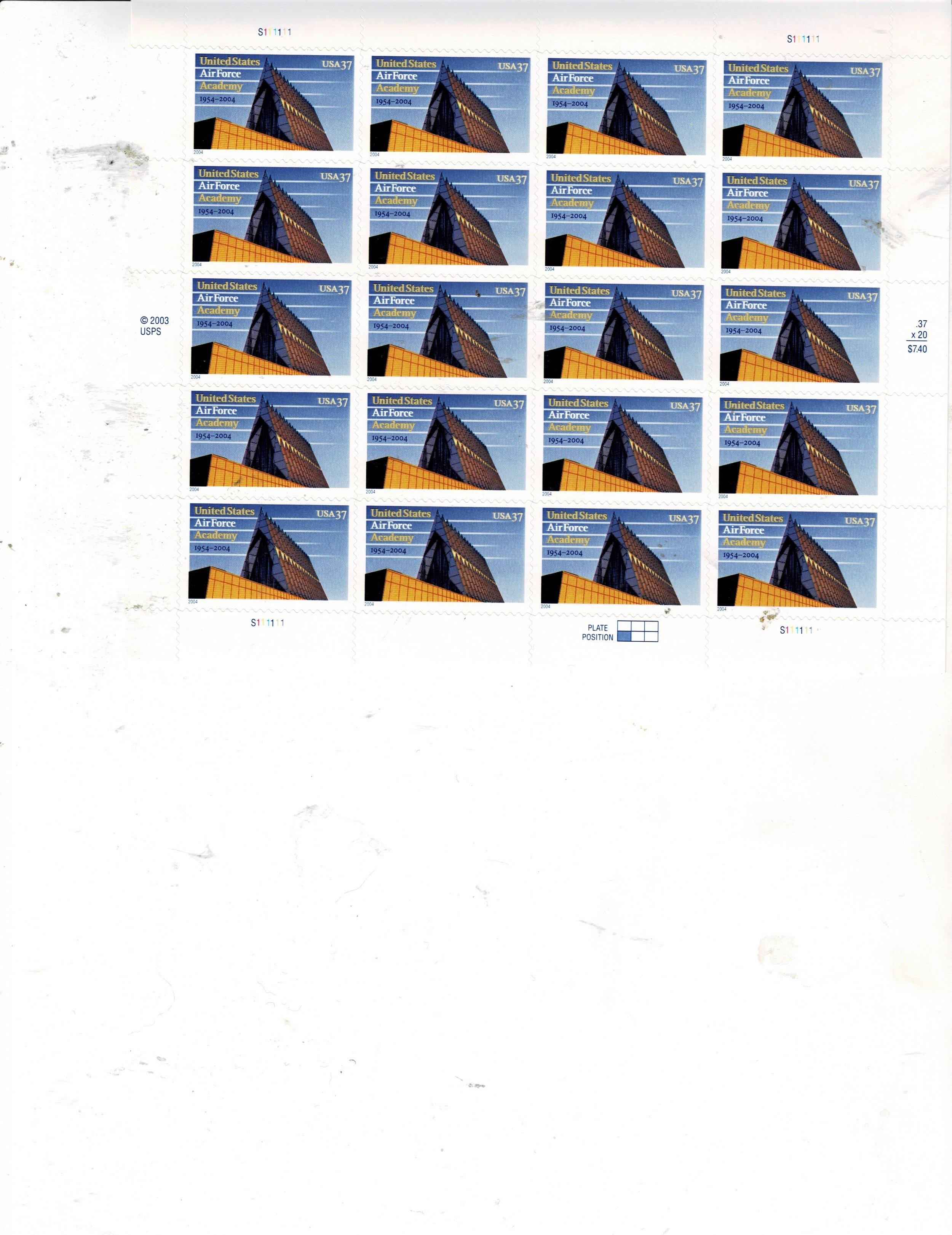 Air Force Academy 37c US Postage Sheet #3838 VF MNH | United States ...