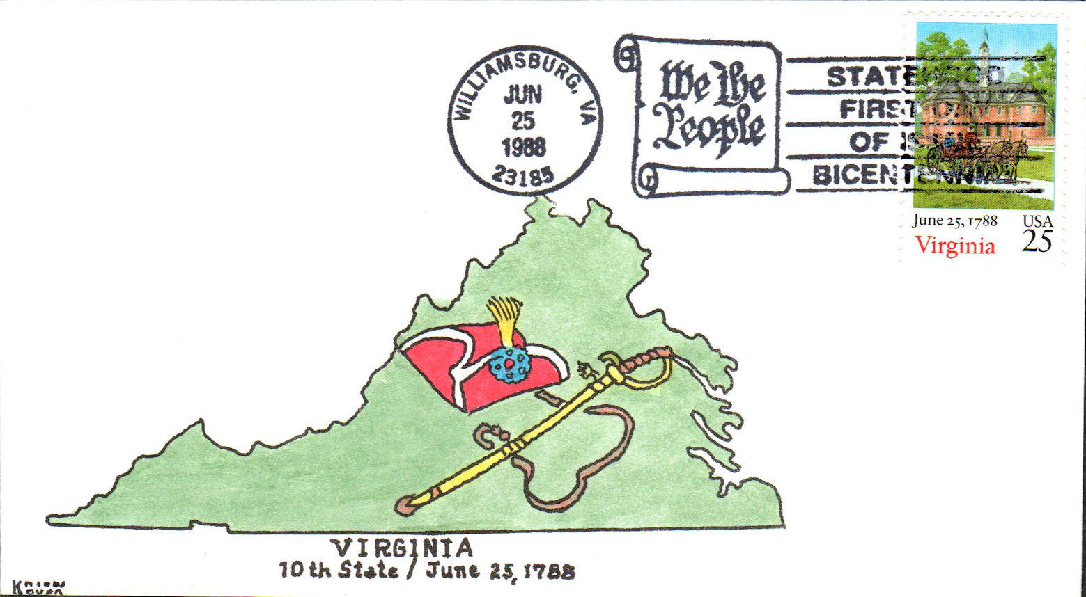 #2345 Virginia Statehood Kribbs FDC | United States, General Issue ...