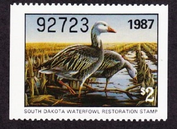 SD5 South Dakota #5 MNH State Waterfowl Duck Stamp - 1987 Blue Goose ...