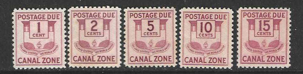 Canal Zone J25-J29 Mint Complete SCV:$3.25 | United States, Postage Due ...