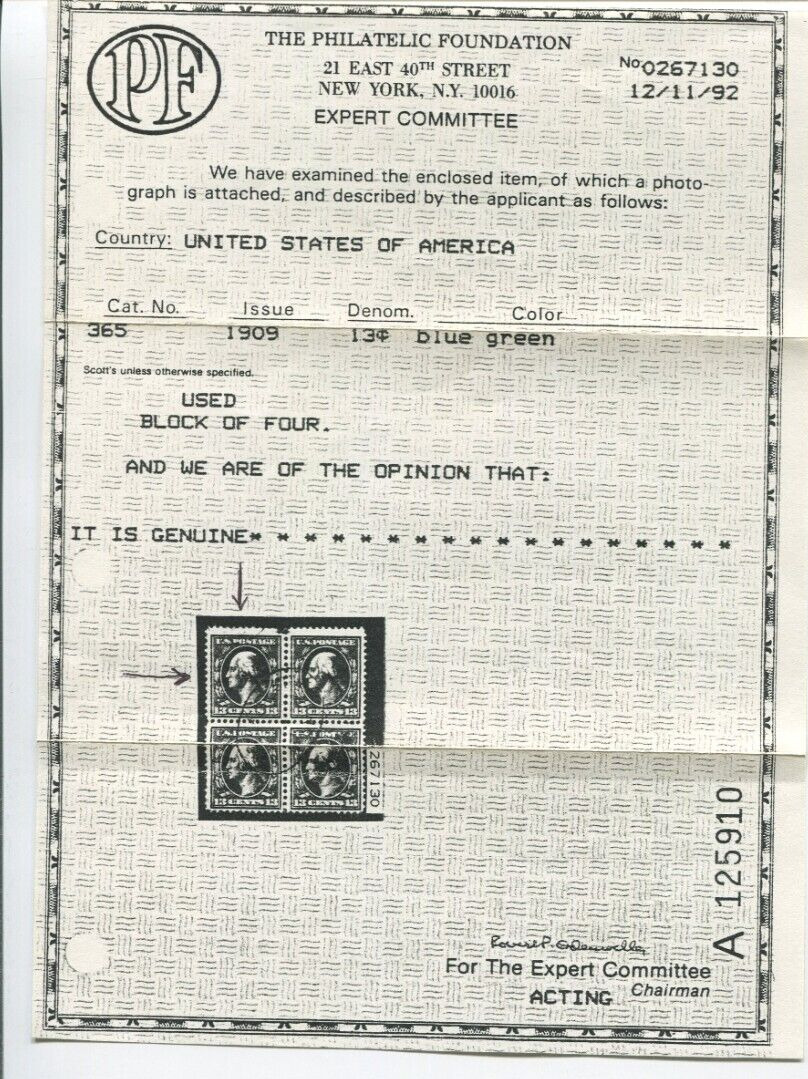 365 Washington USED Bluish Paper Stamp with PF Cert HV120 | United ...