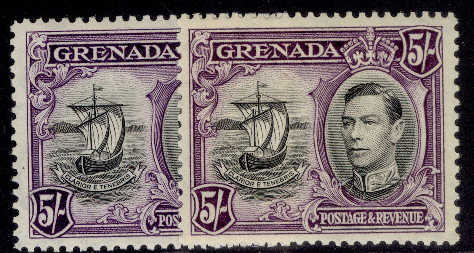 Grenada GVI Sg162 + 162a, 5s Perf Varieties, M Mint. Cat £18 ...