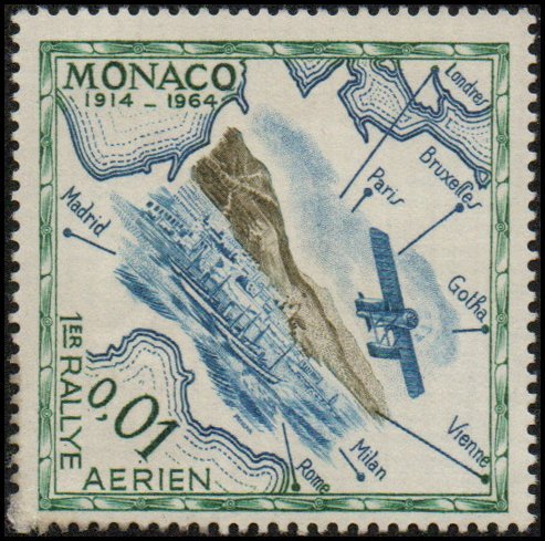 Monaco 565 - Mint-H - 1c Aerial Rally Post Card Design, 1914 (1964 ...