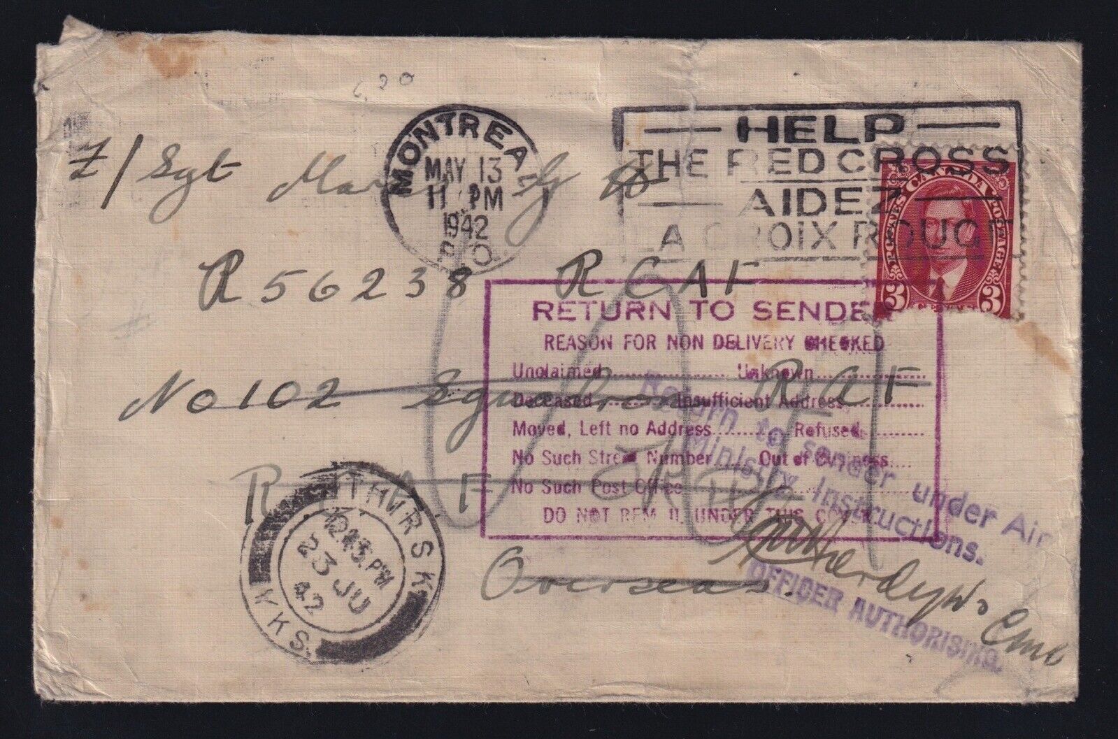 Canada 1942 WWII RCAF Returned Missing Killed in Action KIA Military ...