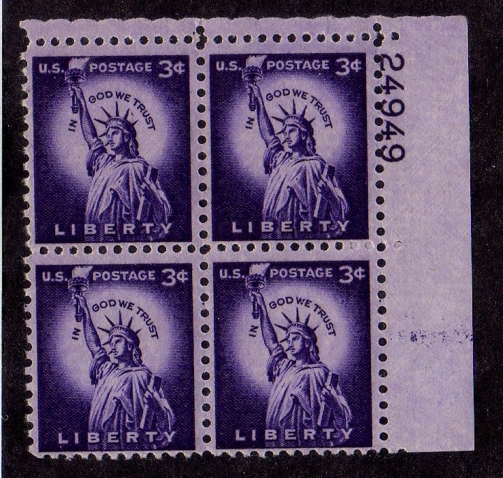 1035 3c Liberty 24949 UR Plate Block | United States, General Issue ...