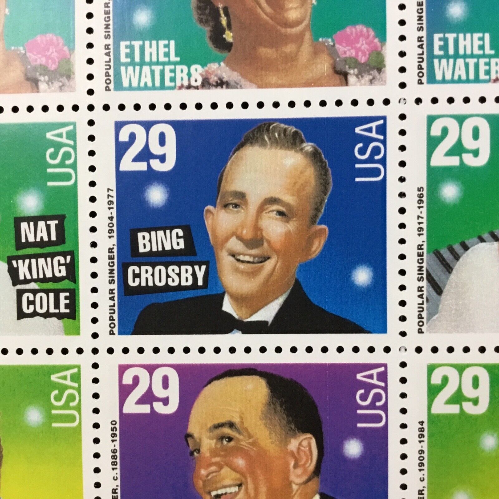 2849-2853 Popular Singers Bing Crosby MNH 29c sheet of 20 Issued in ...