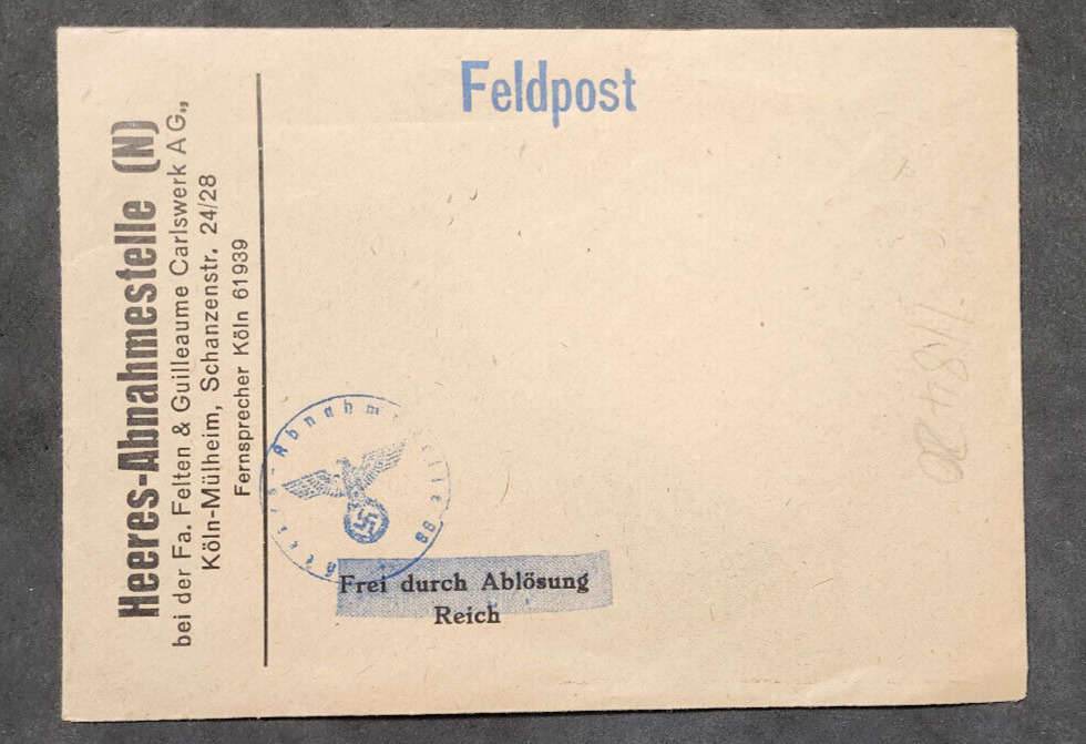 WW2 WWII Nazi Germany Third Reich German FELDPOST cover FREE THROUGH ...