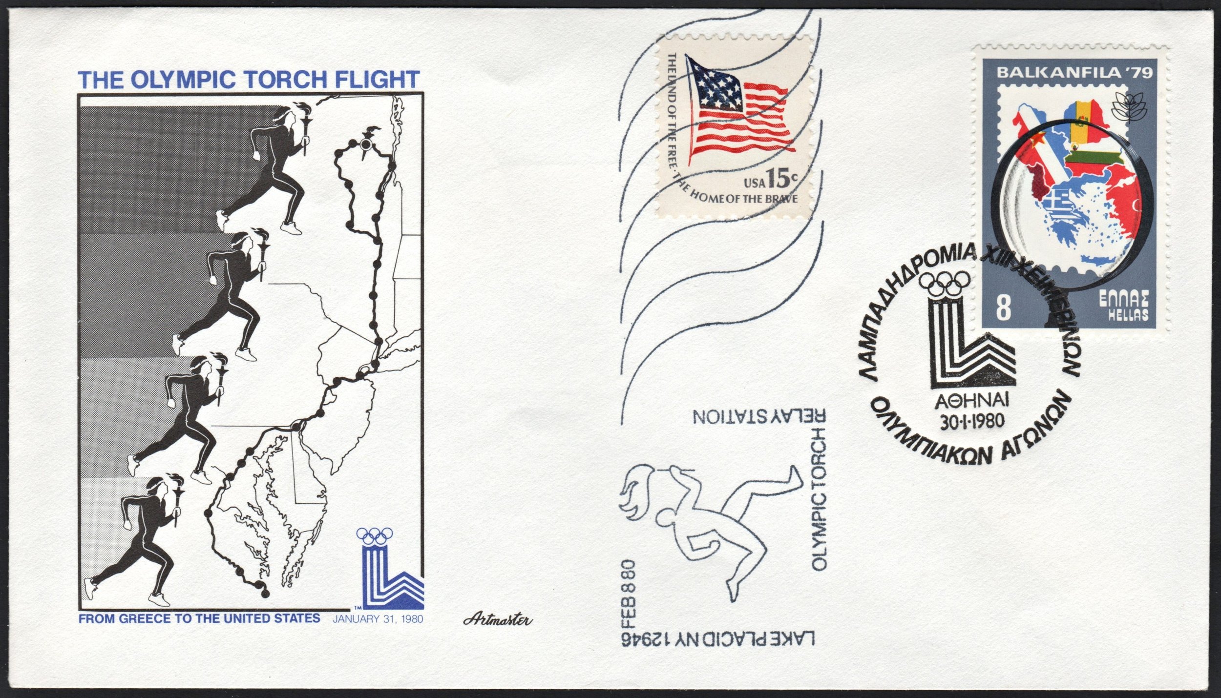 1980 Olympic Torch Flight Cover (1980) Unaddressed | United States ...
