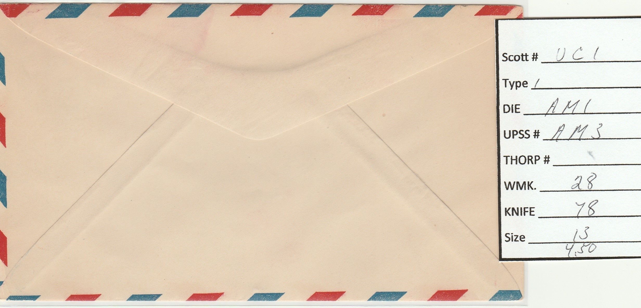 Scott# UC1 UPSS#AM1 Watermark 28 US air mail envelope. | United States ...
