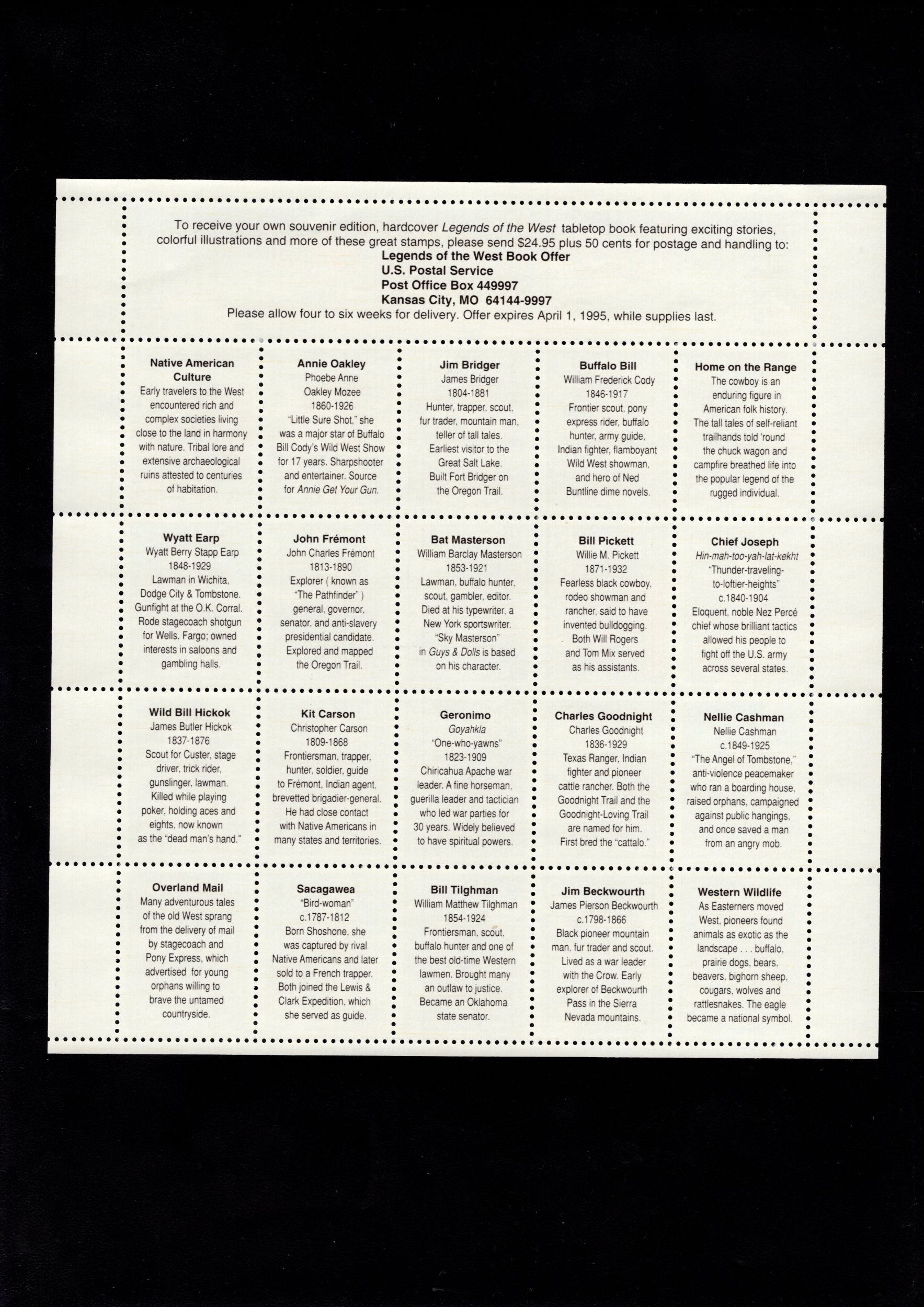 US Stamps # 2870 Mint OG H Recalled Legends of the West LOT #D 9636 ...