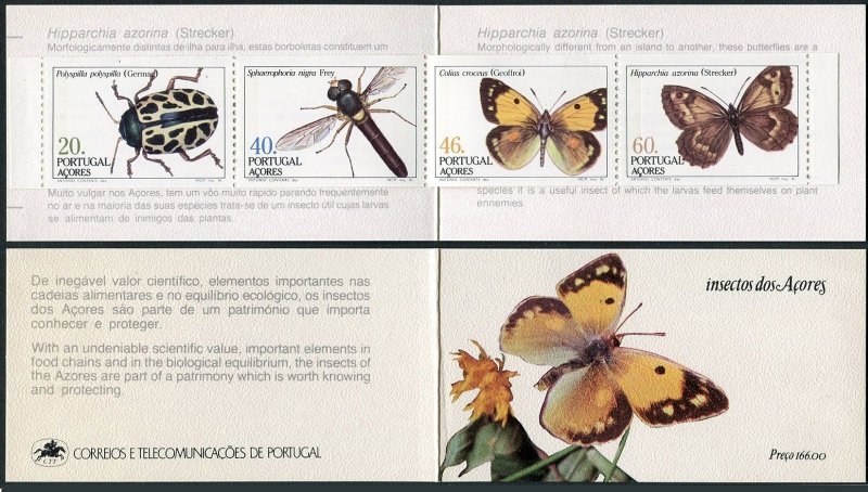 Portugal Azores 349a-352ab booklet,MNH.Michel 369C-372C MH 5. Insects ...