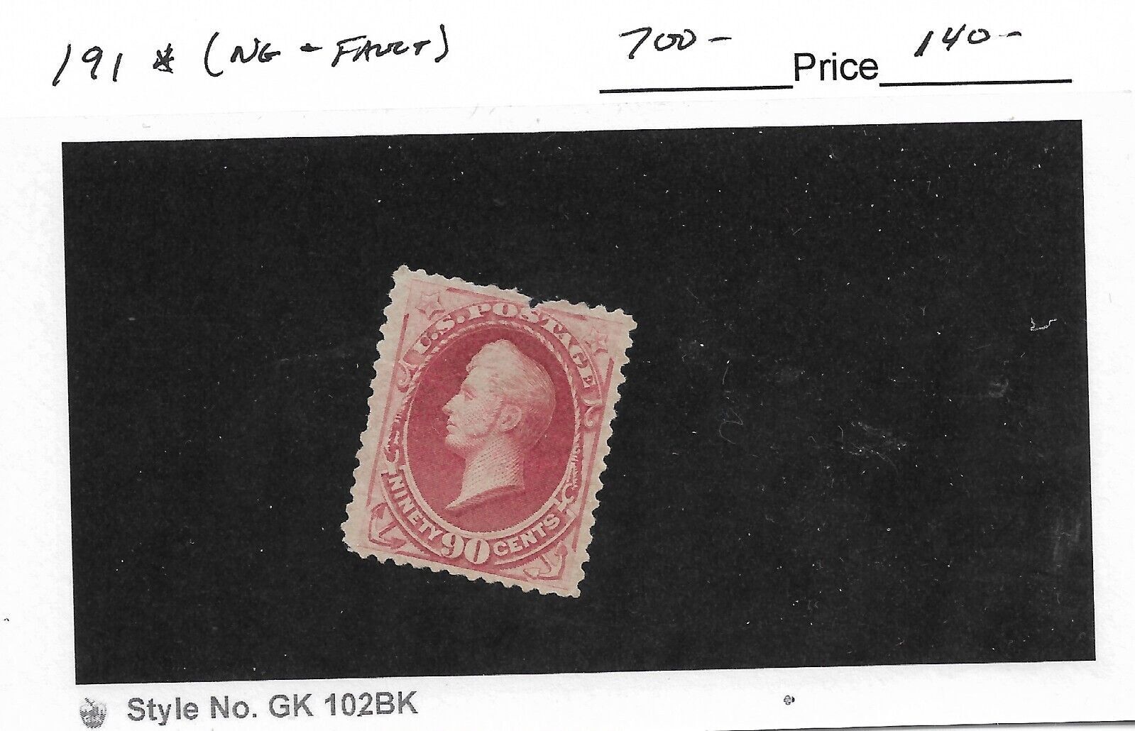 U.S. Classic: Sc # 191, Mint No Gum, Faults (59039) | United States ...