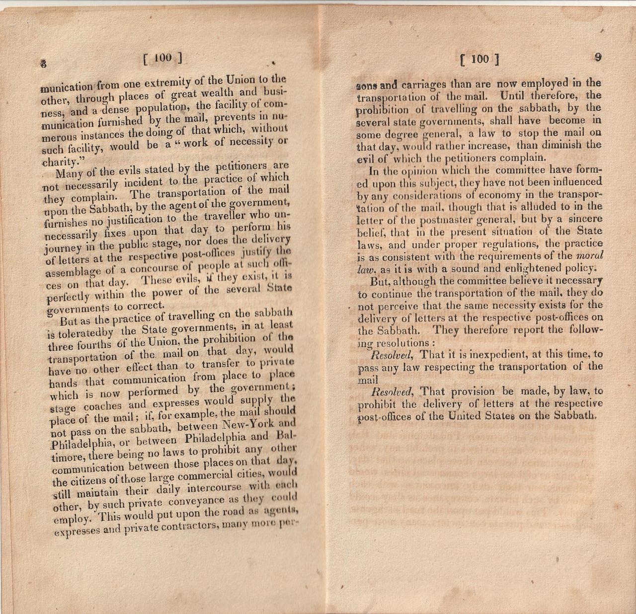 US 1817 Historical Document Record, US Congress, Delivering mails on ...