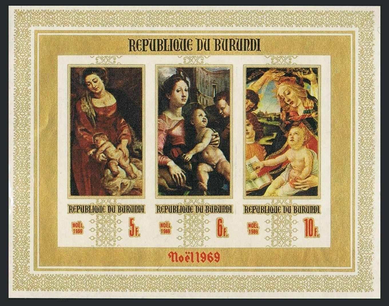 Burundi 305a,C109a imperf,MNH.Michel Bl.38B-39B. Christmas 1969.By ...