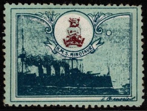 1914 WW One France Delandre Poster Stamp Armored Cruiser HMS Minotaur ...