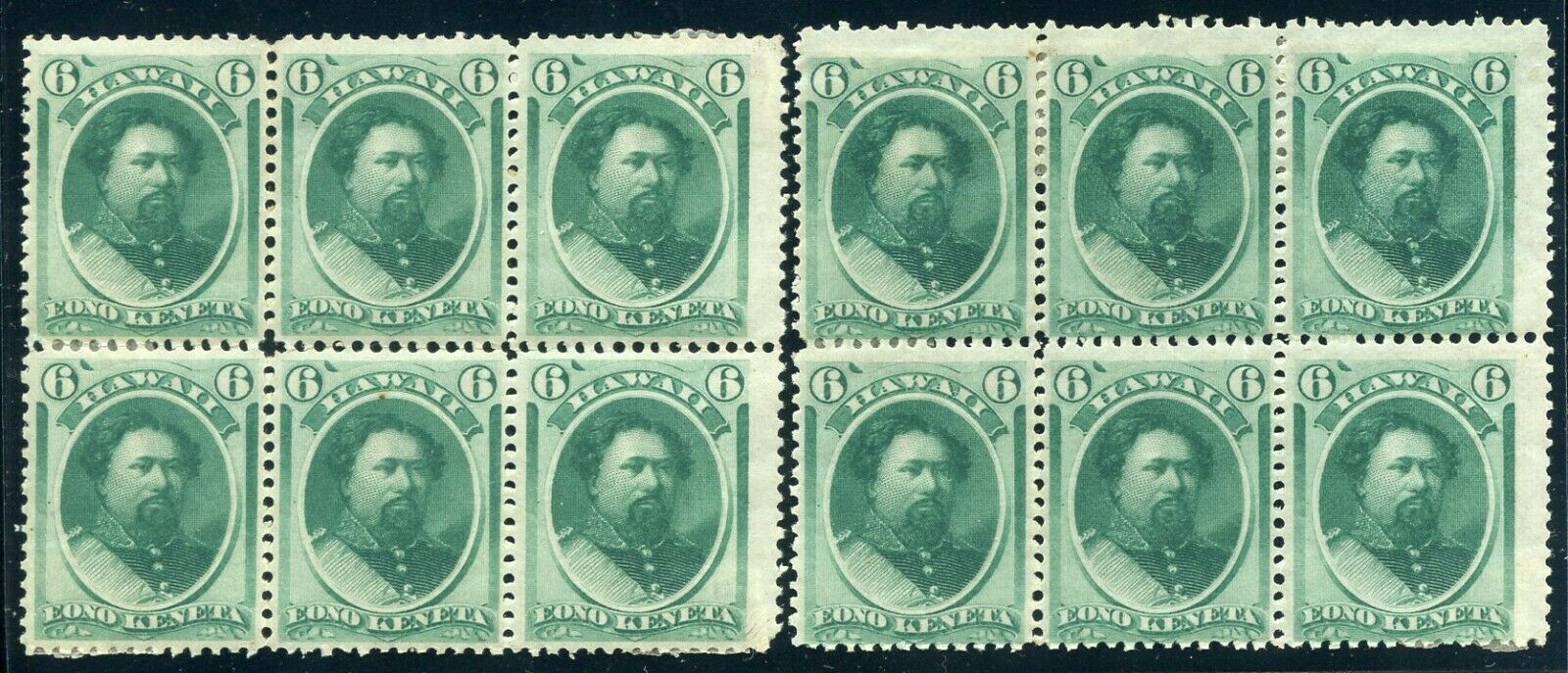 HAWAII SCOTT #33 (2) Blocks Of 6 GP Mint-Fine "3 - NH, 9 - H" (GARY 12 ...