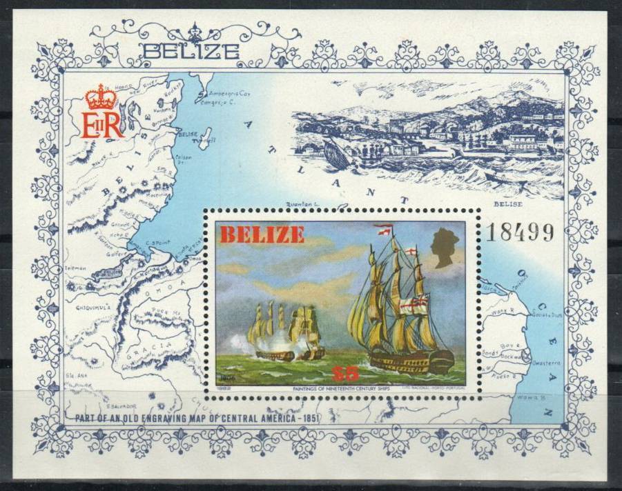 Belize Stamp 615 - 19th century ships | Central & South America ...