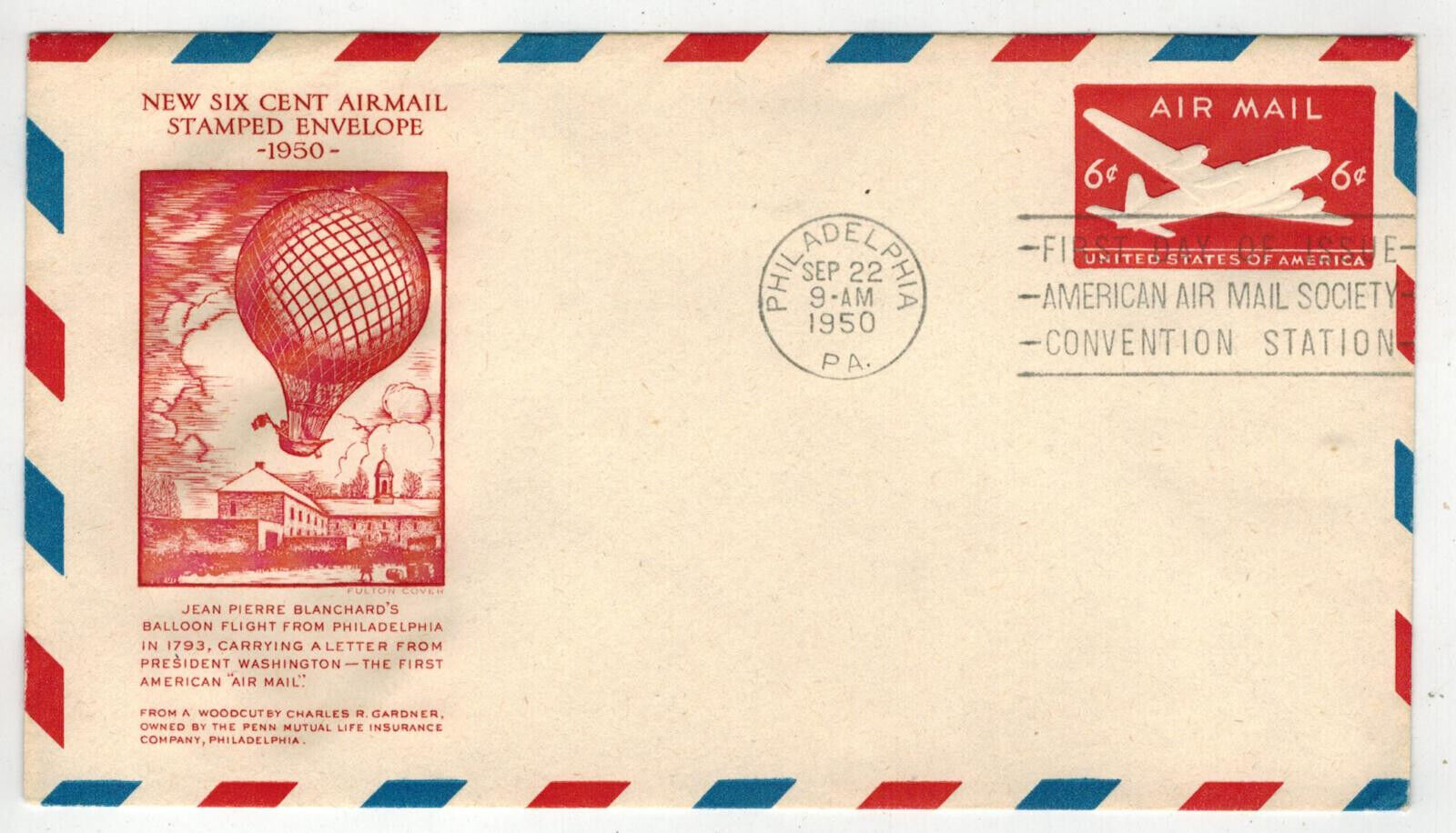 1950 Airmail Stationery Skymaster Airplane Uc18 Aams Conv. Fulton ...