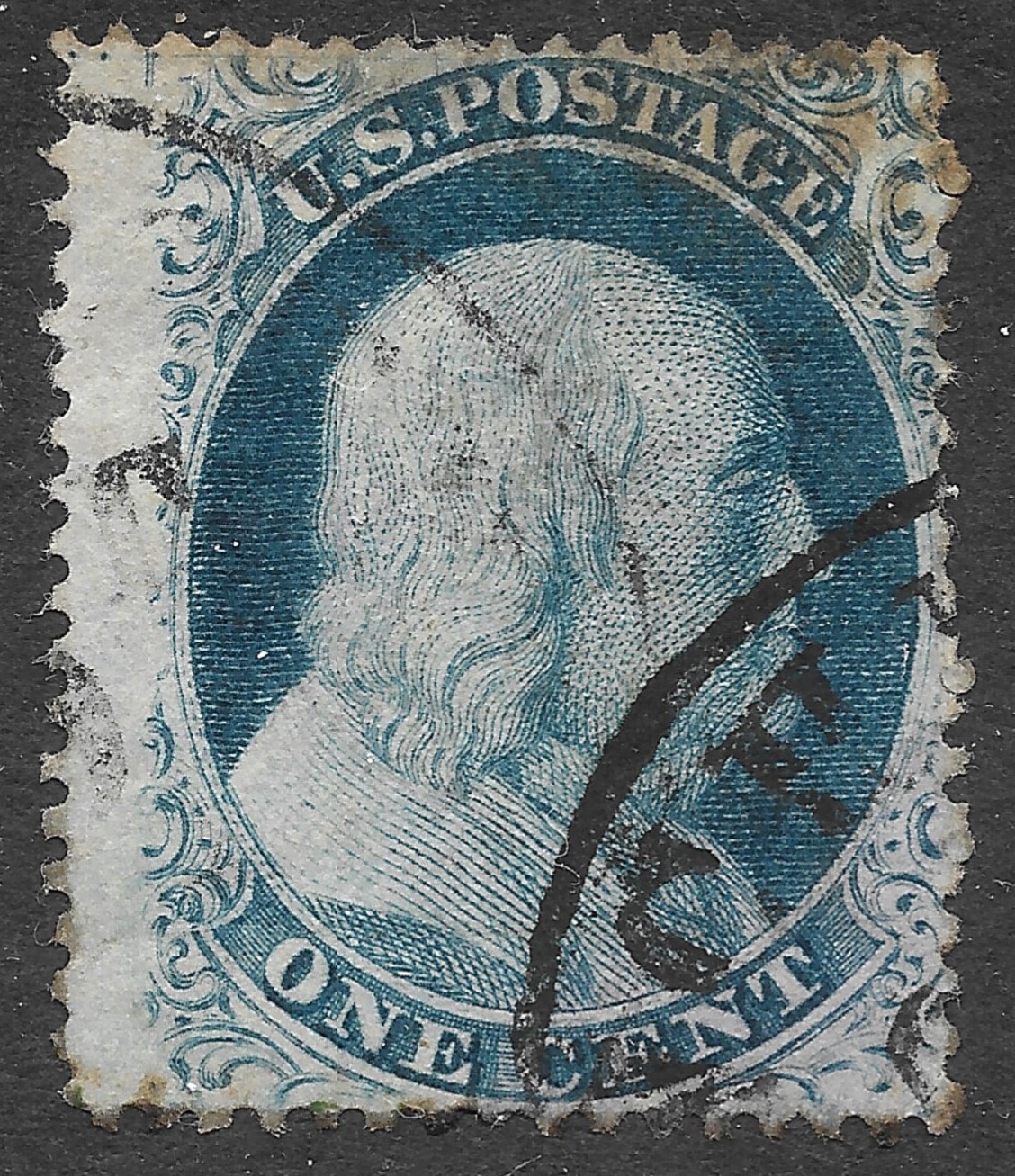 Used 1857 Scott #24 Type V 1c Franklin Postage Stamp, cv $40 | United ...