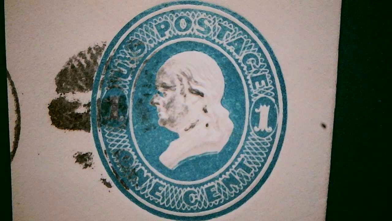 1864 Cut Square Franklin Scott# U75 Blue on amber | United States ...