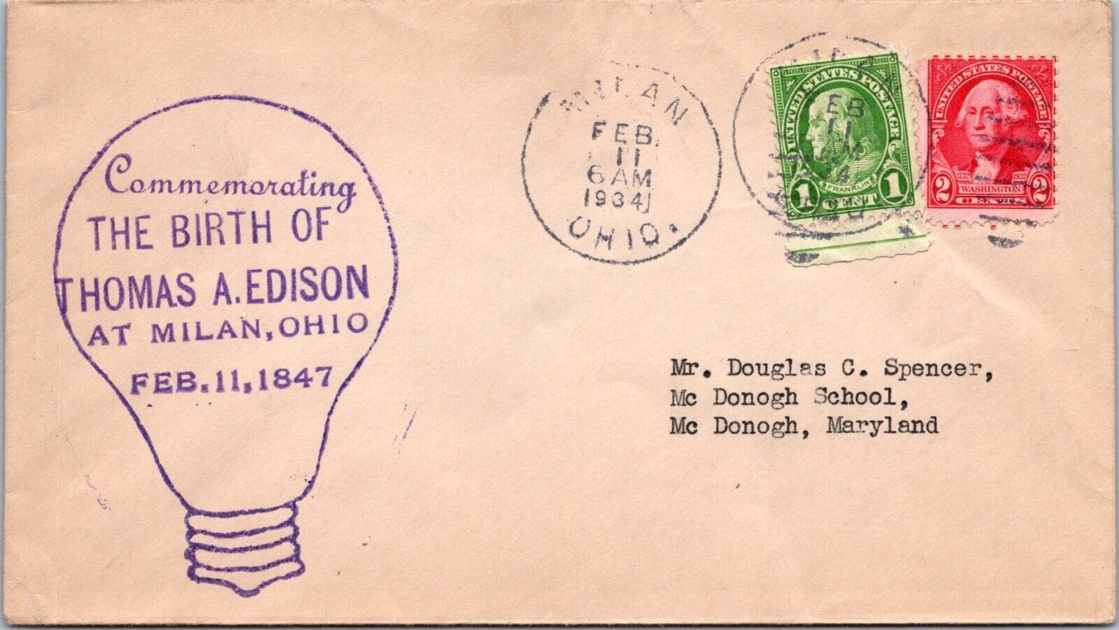 1934 Birth of Thomas Edison - Milan, Ohio - F63642 | United States ...