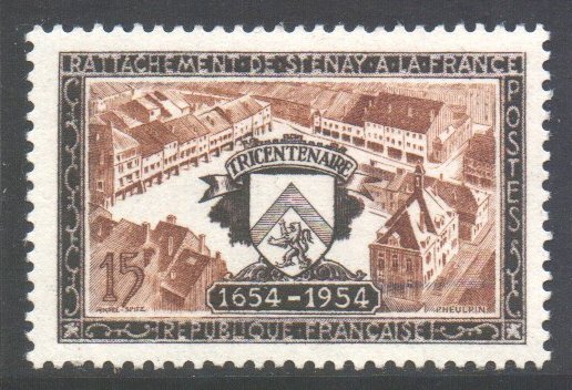 France SG1214 - YT 987, 1954 Return of Stenay 15f MH* | Europe - France ...
