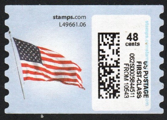 1CVP 125 - (48c) - U.S. Flag - USED single | United States, Back of ...