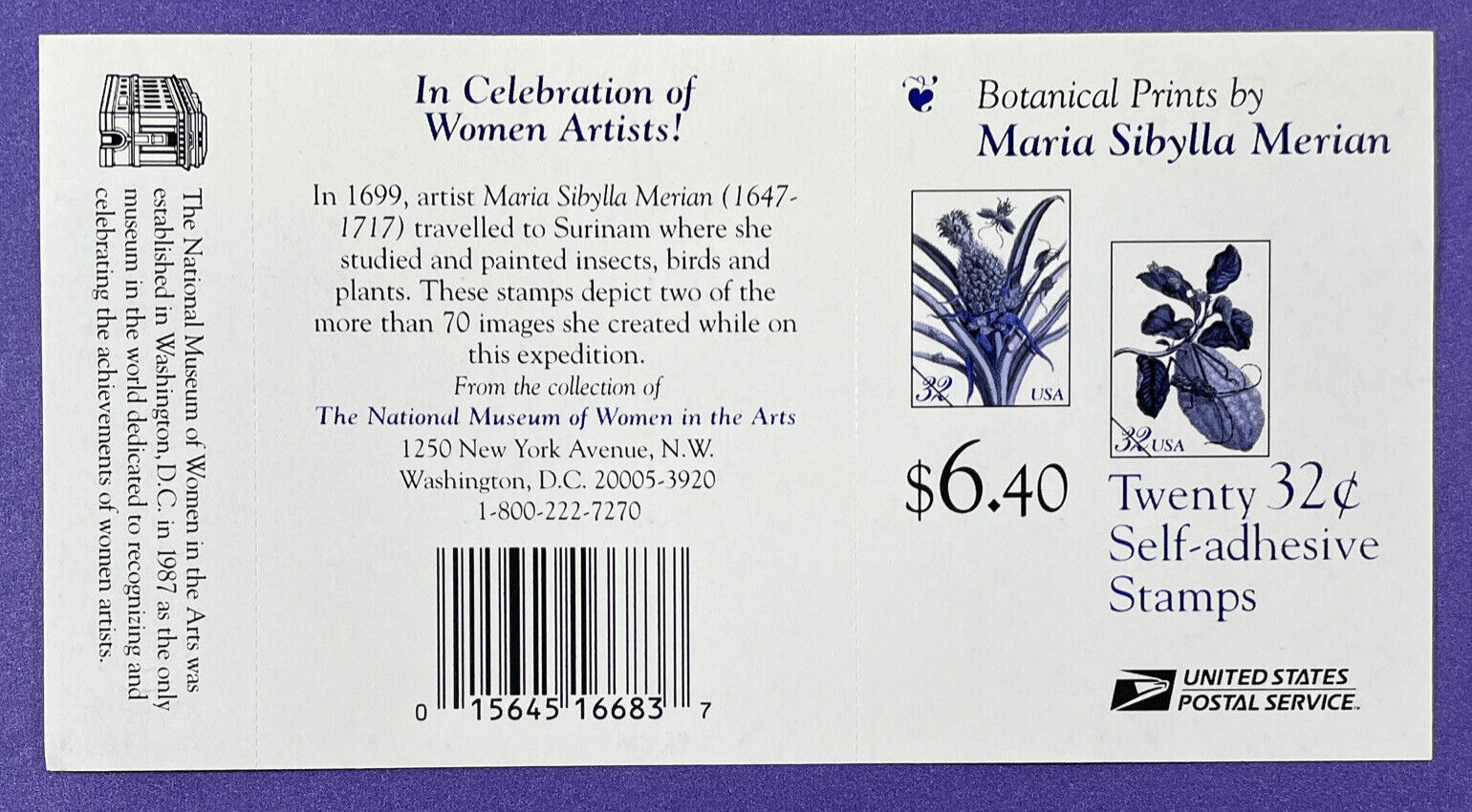 Scott 3126-3127 a MERIAN BOTANICALS Pane of 20 US 32¢ Stamps MNH 1997 ...