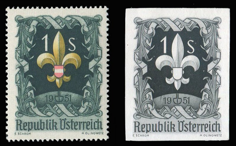 Austria #576P, 1951 Boy Scouts, imperf. proof in black | Europe ...