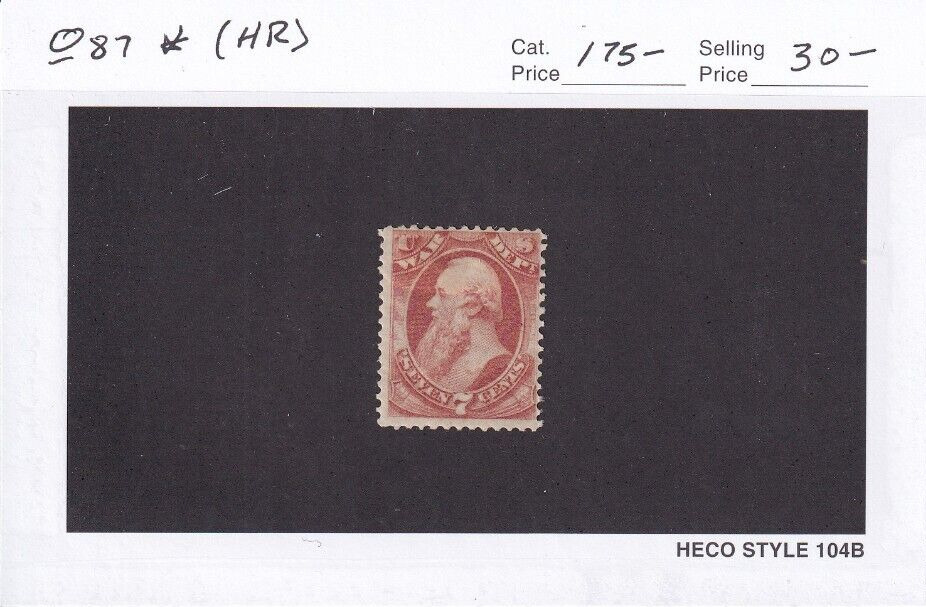 U.S.: Sc #O87, 7c War Dept., MH (Hinged remnant) (F32528) | United ...