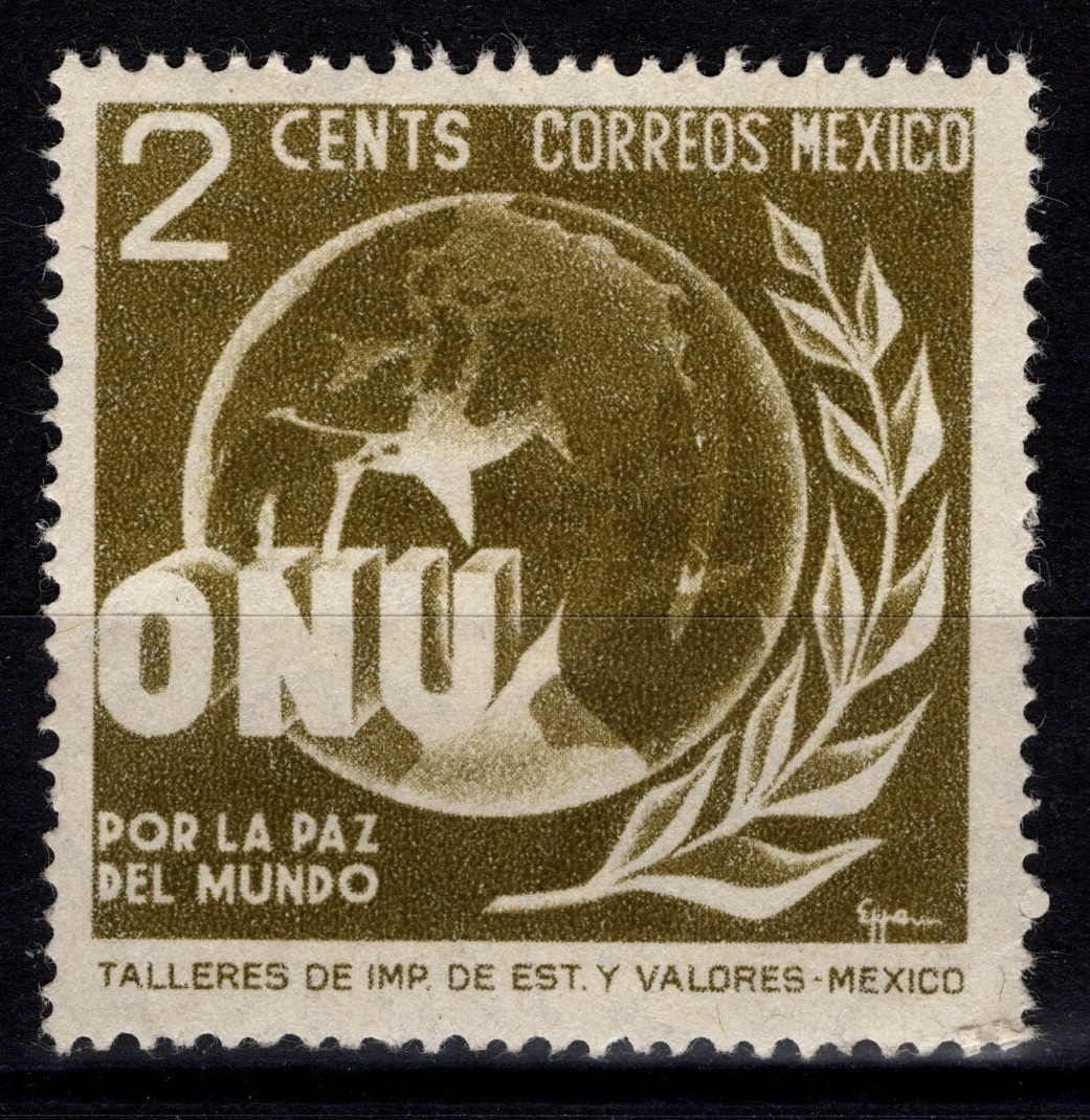 Mexico 1946 ONU, United Nations Olive Branch and Globe, 2c [Unused ...