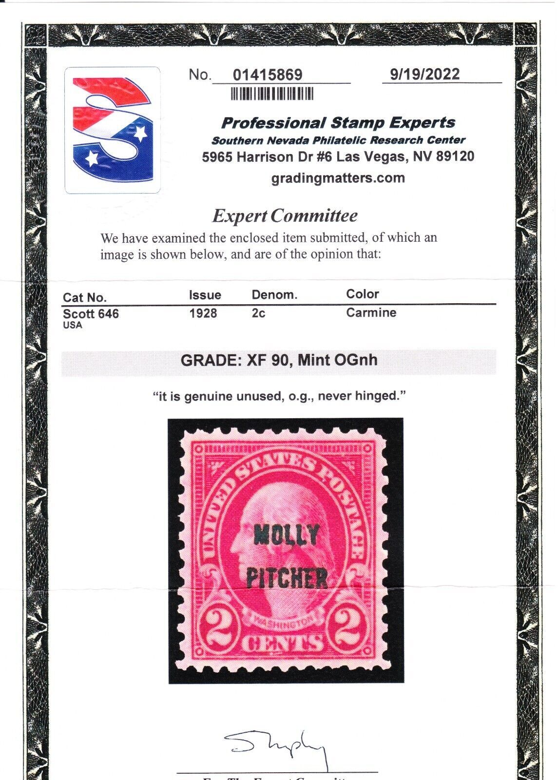 MOstamps - US #646 Mint OG NH Grade XF 90 with PSE Cert - Lot # MO-3820 ...