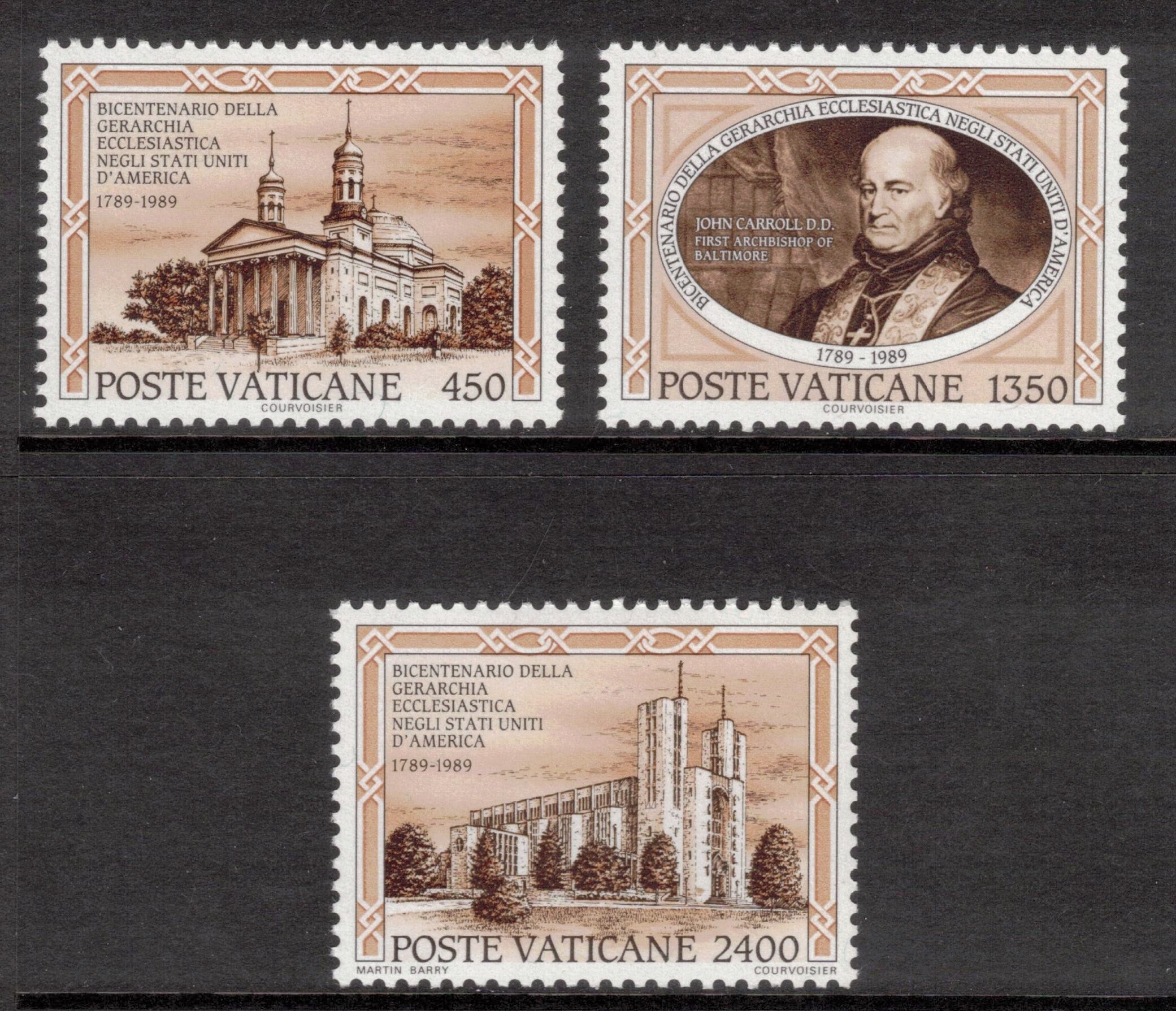 VATICAN CITY 1989 Ecclesiastical Hierarchy Bicentennial; Scott 842-44 ...