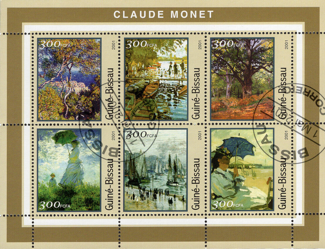 Guinea Bissau 2001 Claude Monet Paintings Arts 6v Souvenir Sheet CTO ...