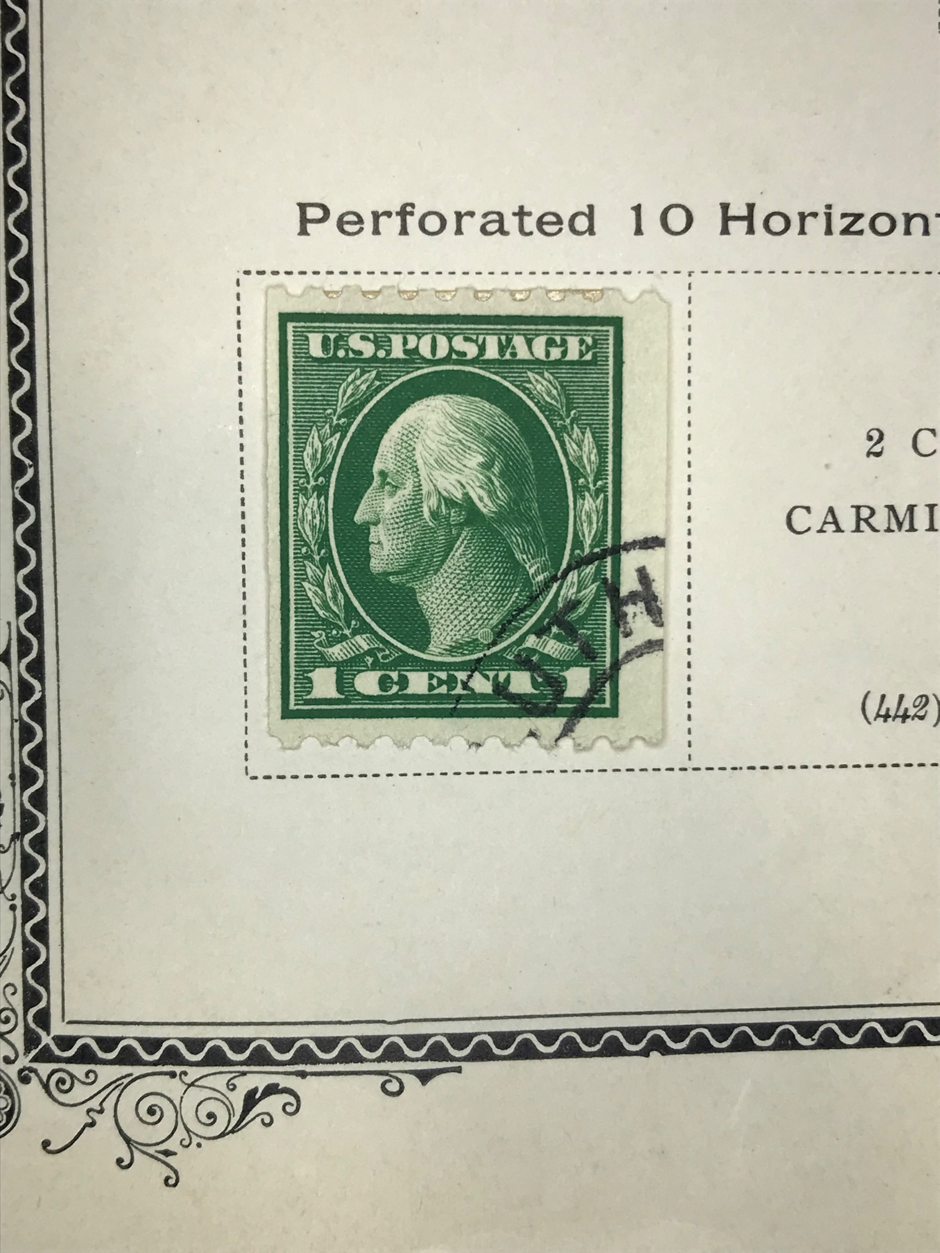 Scott#441 1 cent George Washington stamp (green) | United States ...