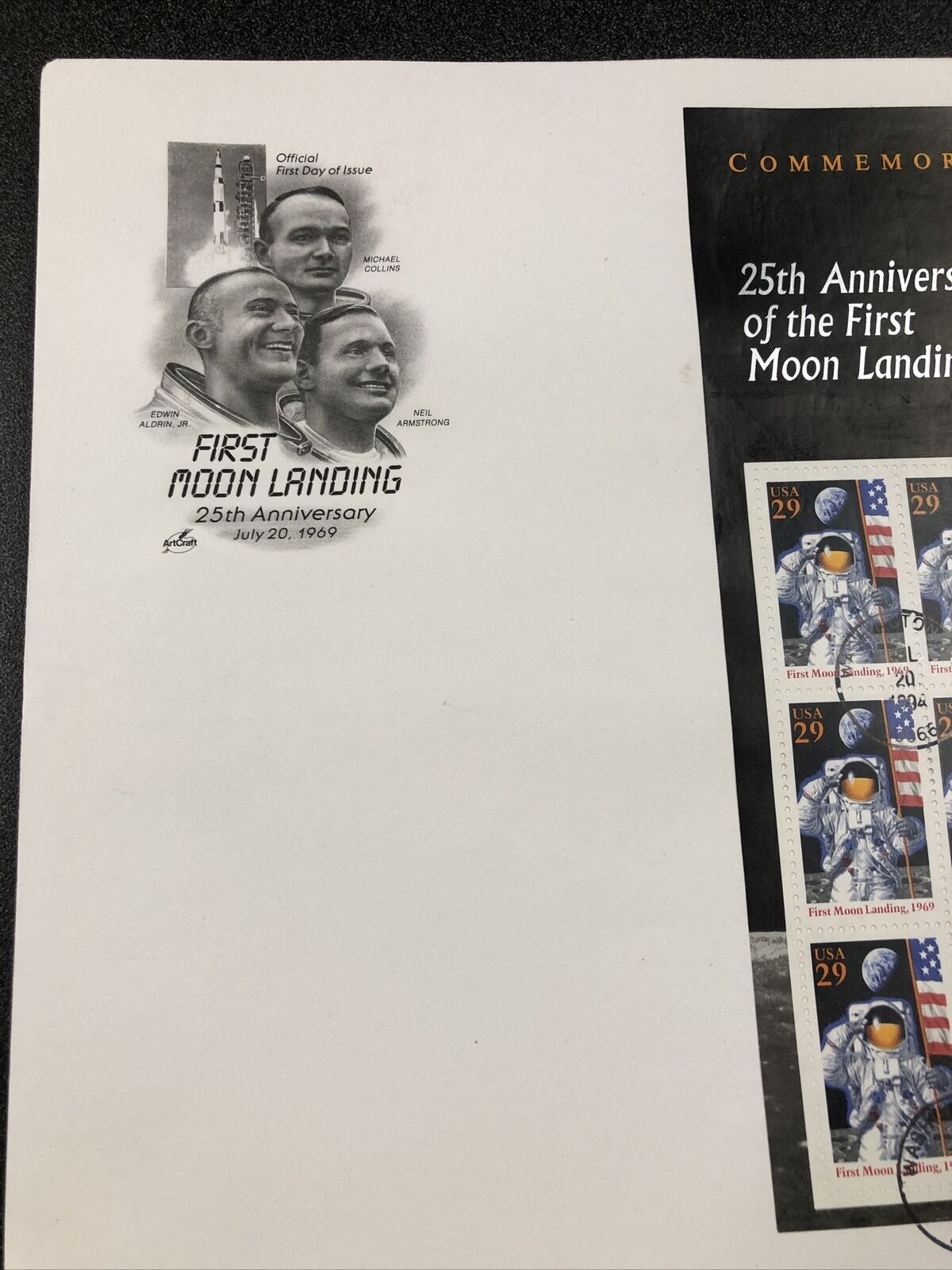 US FDC 2841 Souvenir Sheet 25th Anniversary Of 1st Moon Landing ...