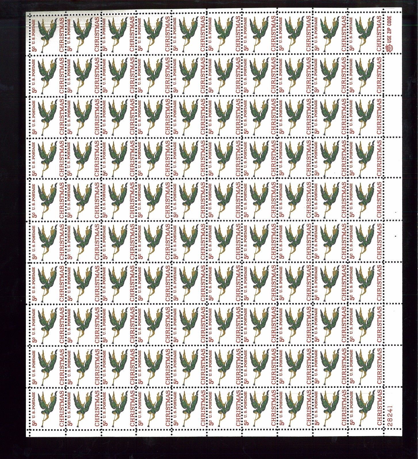 1965 USA Angel with Trumpet Christmas Issue 5c Mint Postage Stamp Sheet ...