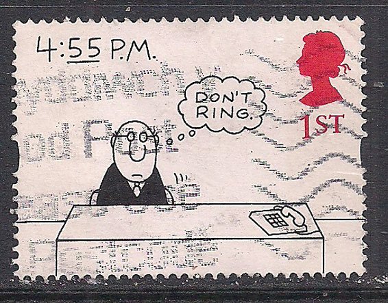 GB 1996 QE2 1st Greetings cartoons 4.55pm Don’t Ring used SG 1909p Phos ...