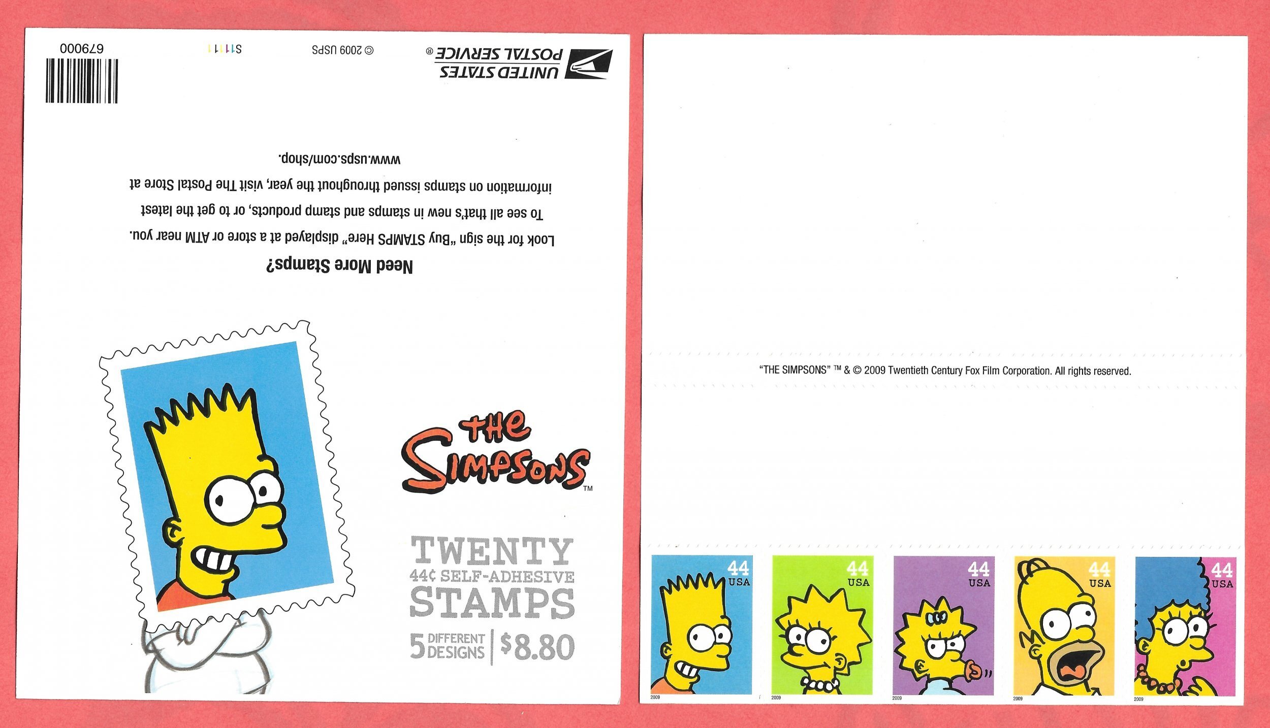 US #4403a 44c The Simpson's TV Show, 20th Anniversary ~ MNH | United ...