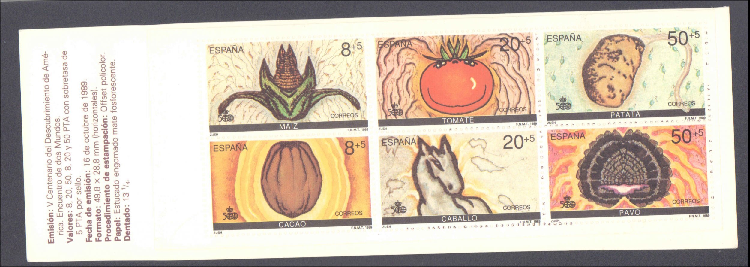 Spain #B158a, Complete Set, Unexploded Booklet, 1989, Never Hinged ...