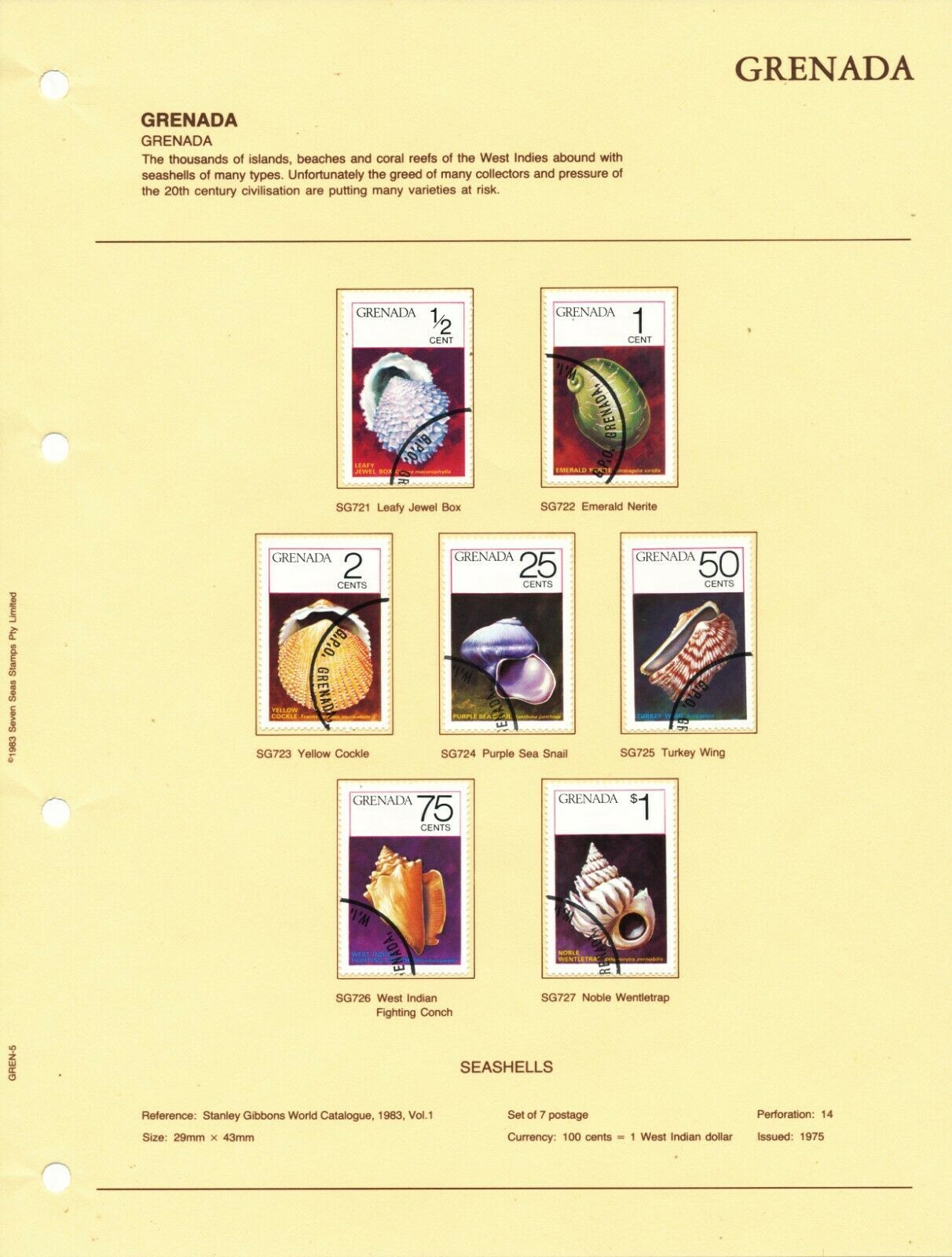 Small collection of Grenada stamps on pages. All pages shown. Includes ...