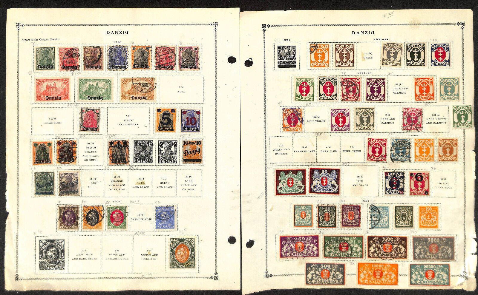Danzig - Germany Stamp Collection 7 Scott International Pages, 1920 ...