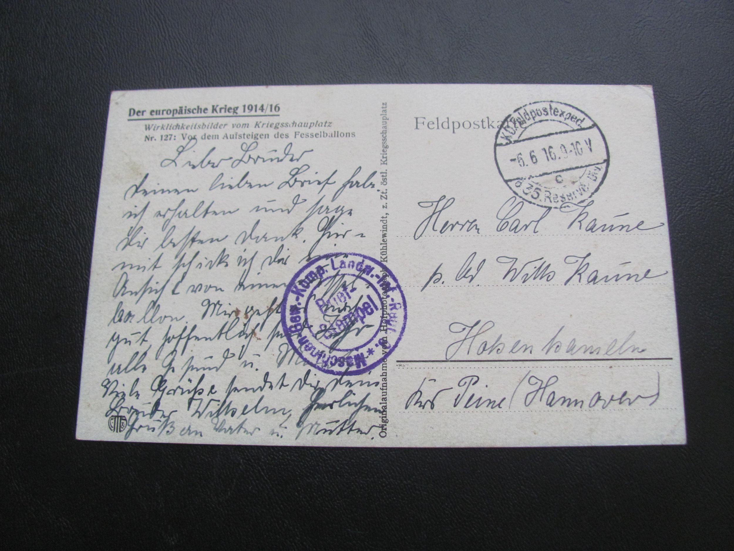 Germany 1916 Soldiers and the Zeppelin Lithograph PC Used (167 ...