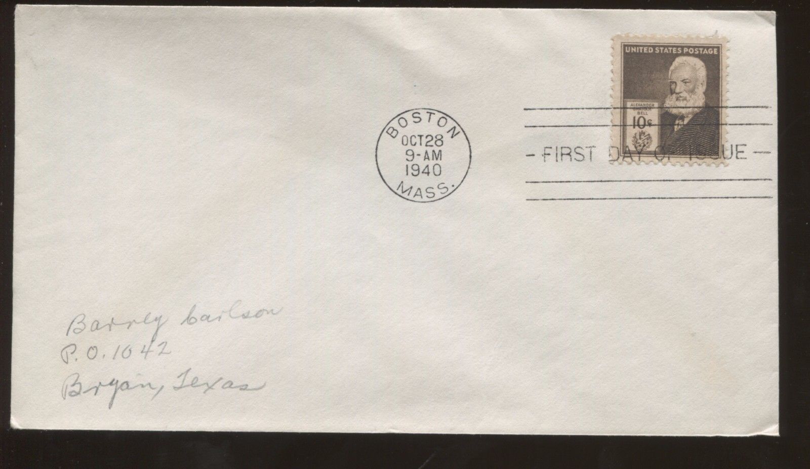 1940 Boston Massachusetts Alexander Graham Bell First Day Cover ...