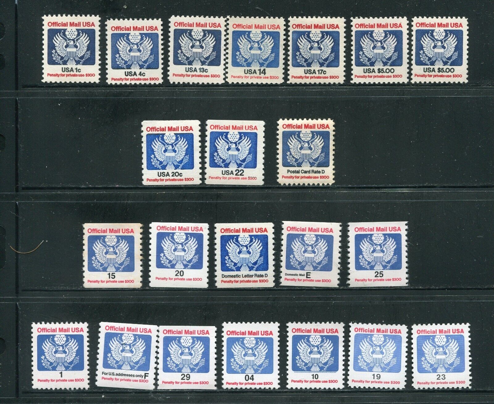 O127 - O148 Official Stamps All MNH 1983-1993 | United States ...